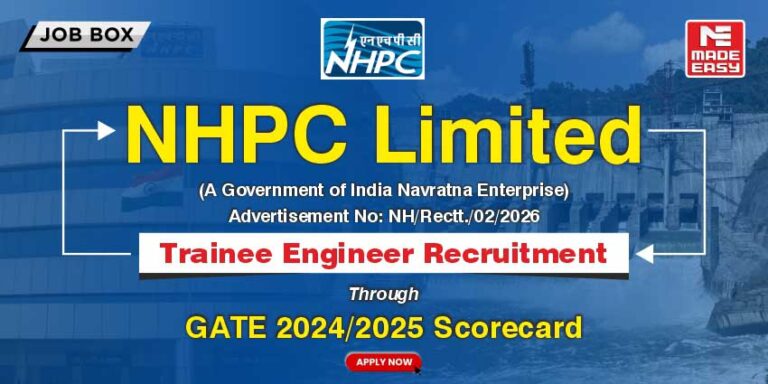 NHPC Trainee Engineer Recruitment 2026 via GATE 2024/2025