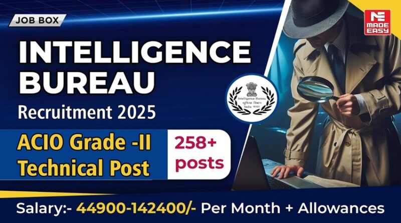Intelligence Bureau ACIO-II/Tech Recruitment 2025 via GATE Score